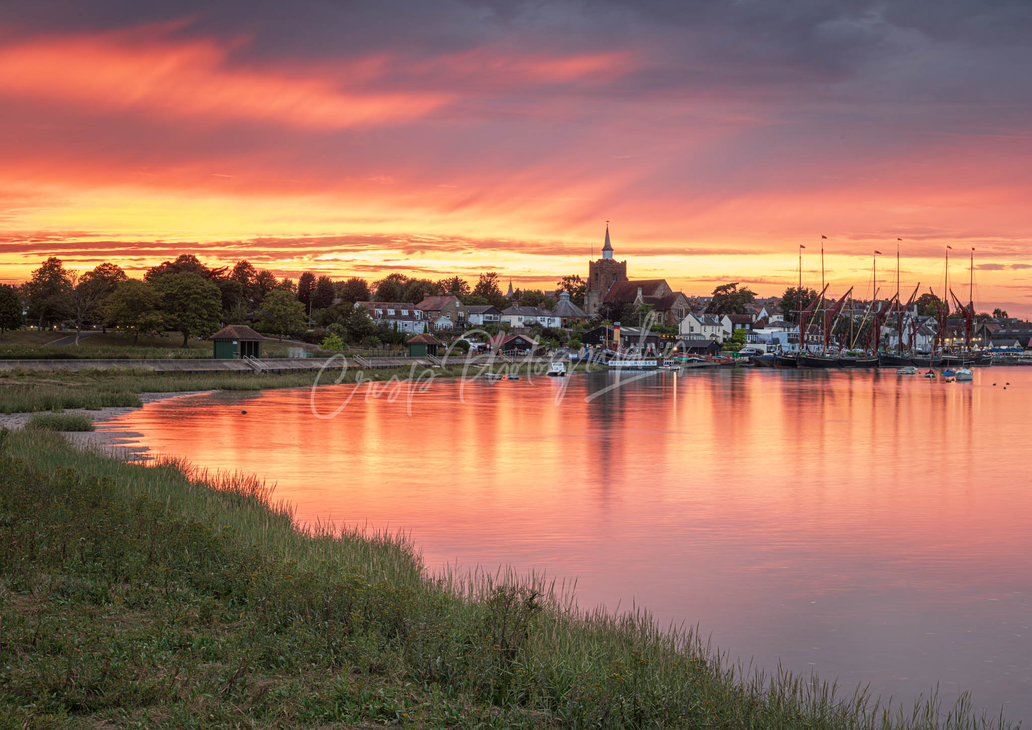 Maldon Hythe Quay Sunset Seawall - Crisp Photography